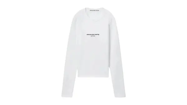 Alexander Wang Logo Print Fitted Long Sleeve Tee Shirt