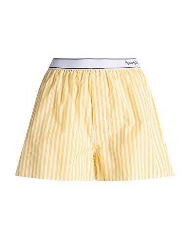 SPORTY & RICH Cotton Poplin Striped Shorts - Yellow