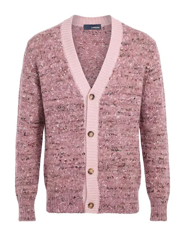 LARDINI Multicolor Wool, Alpaca Wool, And Silk Blend V-neck Cardigan - Pink