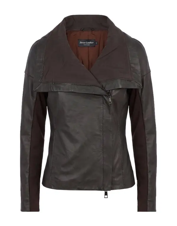 STREET LEATHERS Jacket Size Leather, Viscose, Nylon, Elastane - Brown