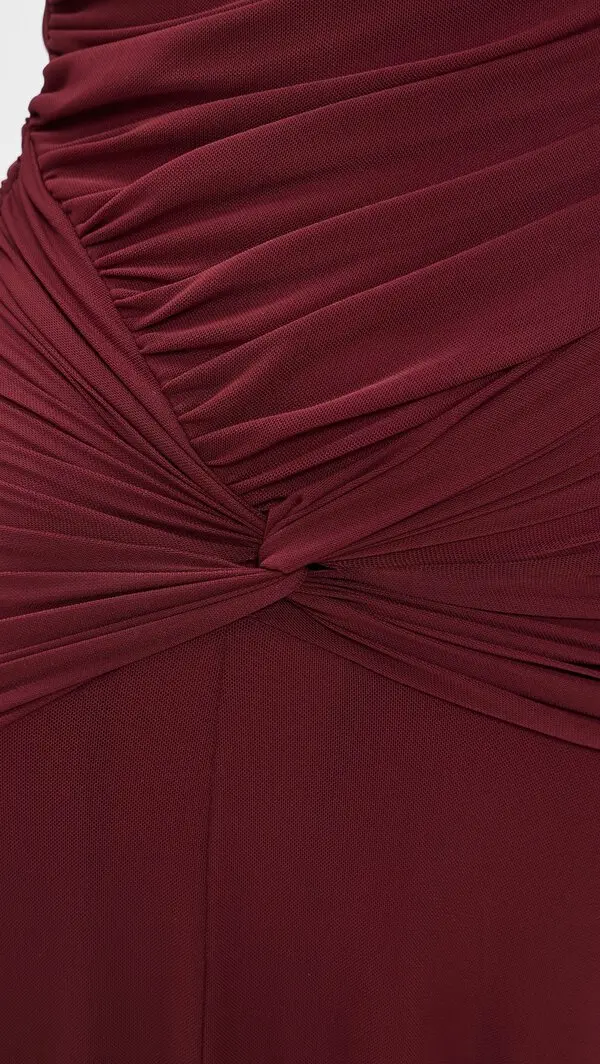 WAYF Selene Ruched Dress - Burgundy