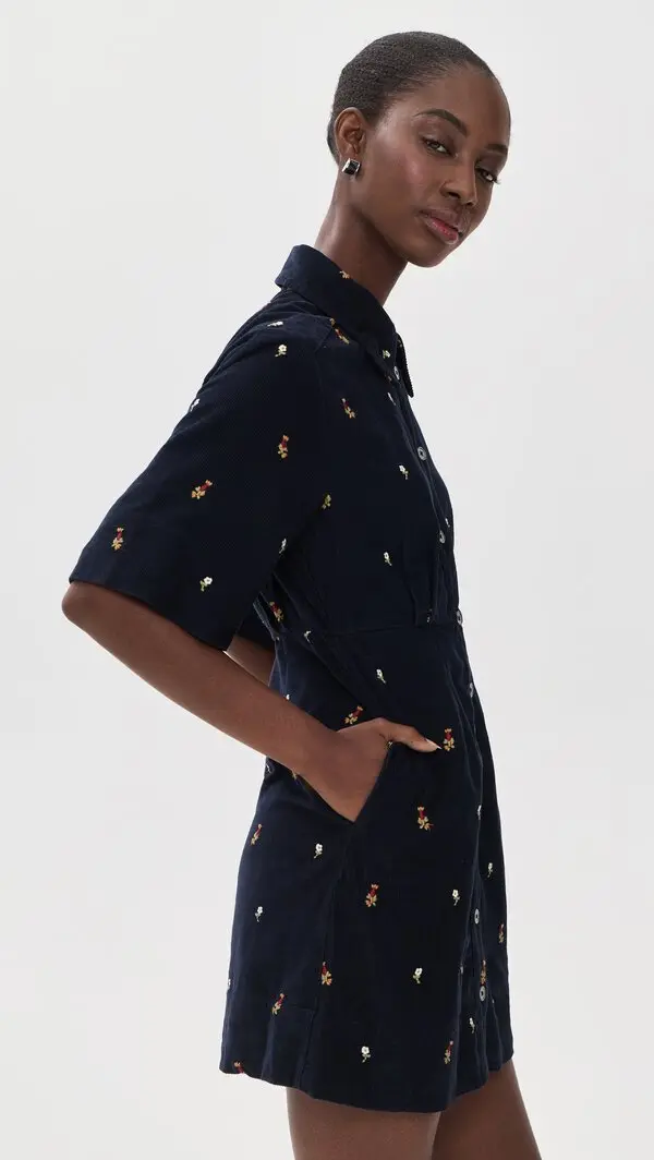 Sea Tilly Embroidered Cord Button Down Dress