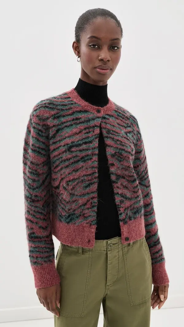 3.1 Phillip Lim Tiger Print Crew Neck Cardigan