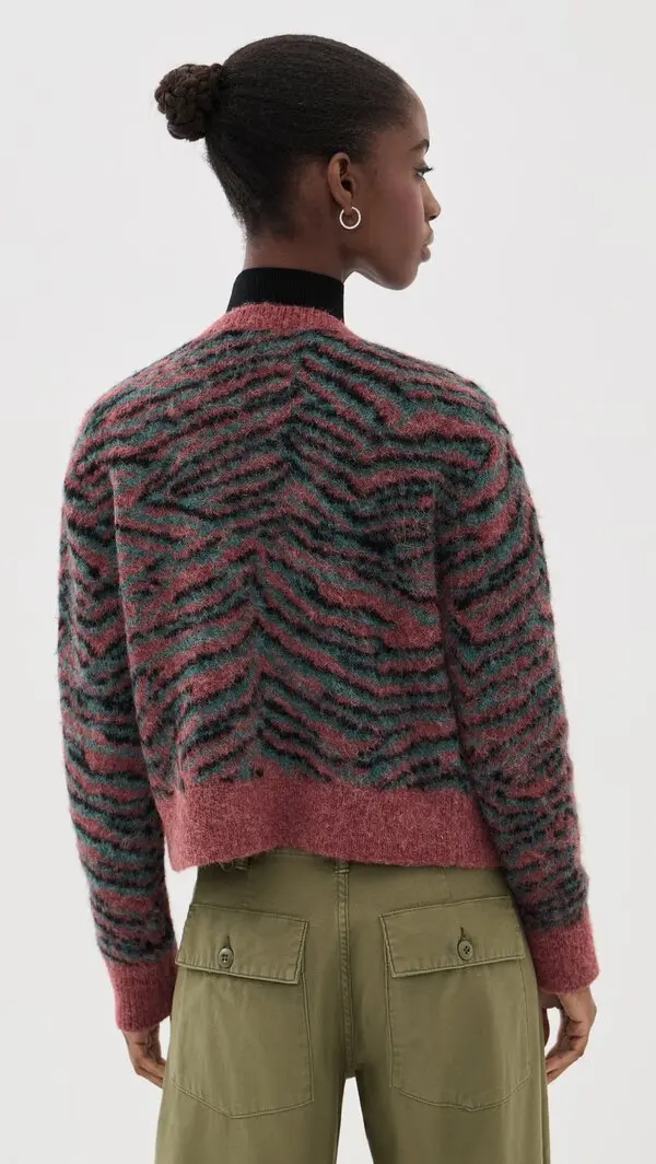 3.1 Phillip Lim Tiger Print Crew Neck Cardigan