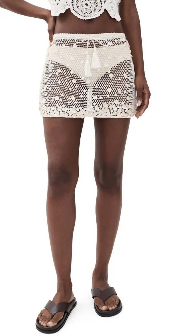 NEVER FULLY DRESSED Shell Embellished Coverup Skirt