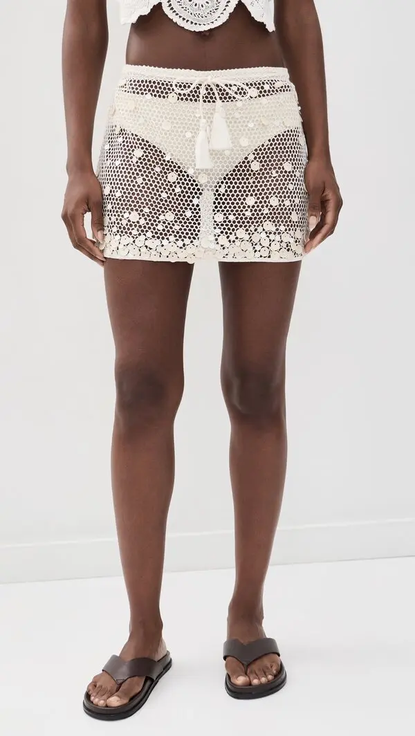 NEVER FULLY DRESSED Shell Embellished Coverup Skirt