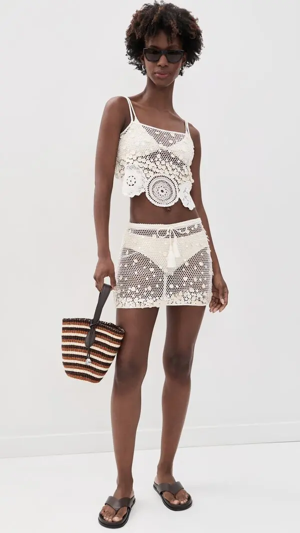 NEVER FULLY DRESSED Shell Embellished Coverup Skirt