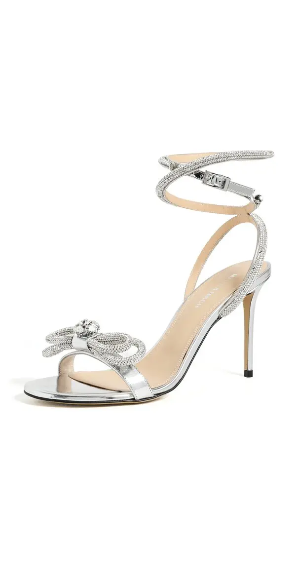 Mach & Mach Double Bow Mirror Leather Sandals