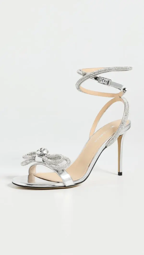 Mach & Mach Double Bow Mirror Leather Sandals