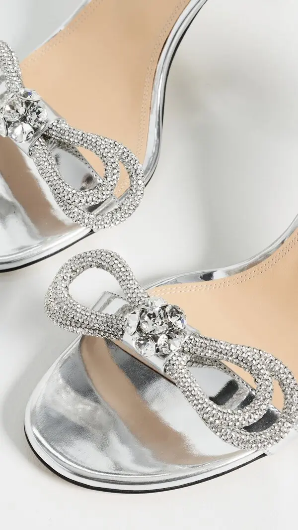 Mach & Mach Double Bow Mirror Leather Sandals