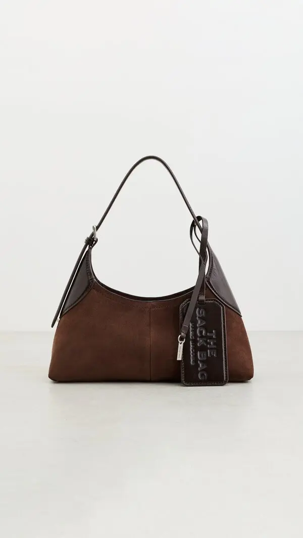 Marc Jacobs The Small Belted Suede Sack Shoulder Bag - Dark Brown