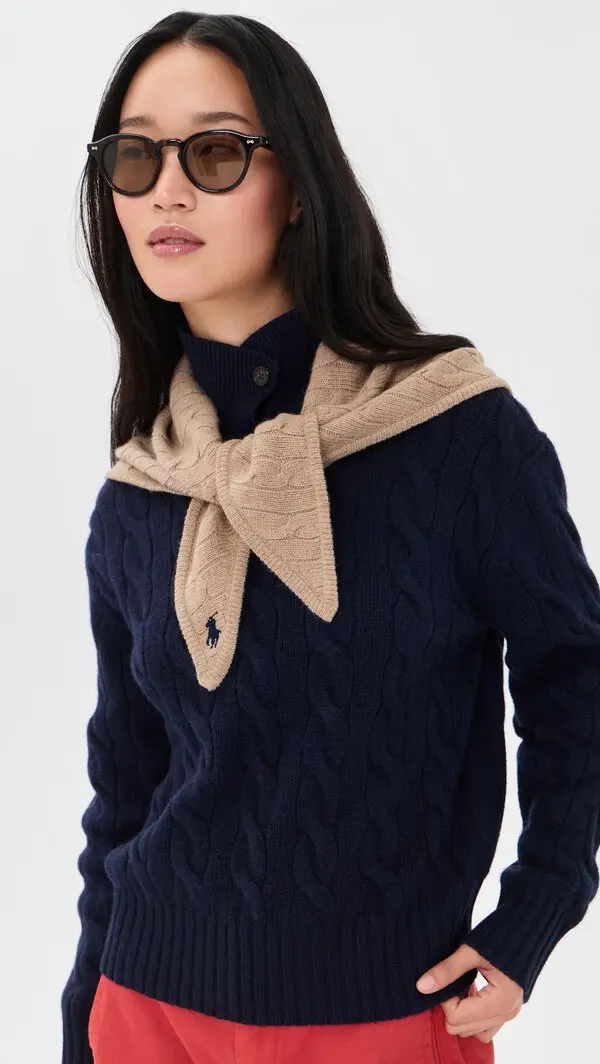 Polo Ralph Lauren Cable Triangle Scarf - Camel