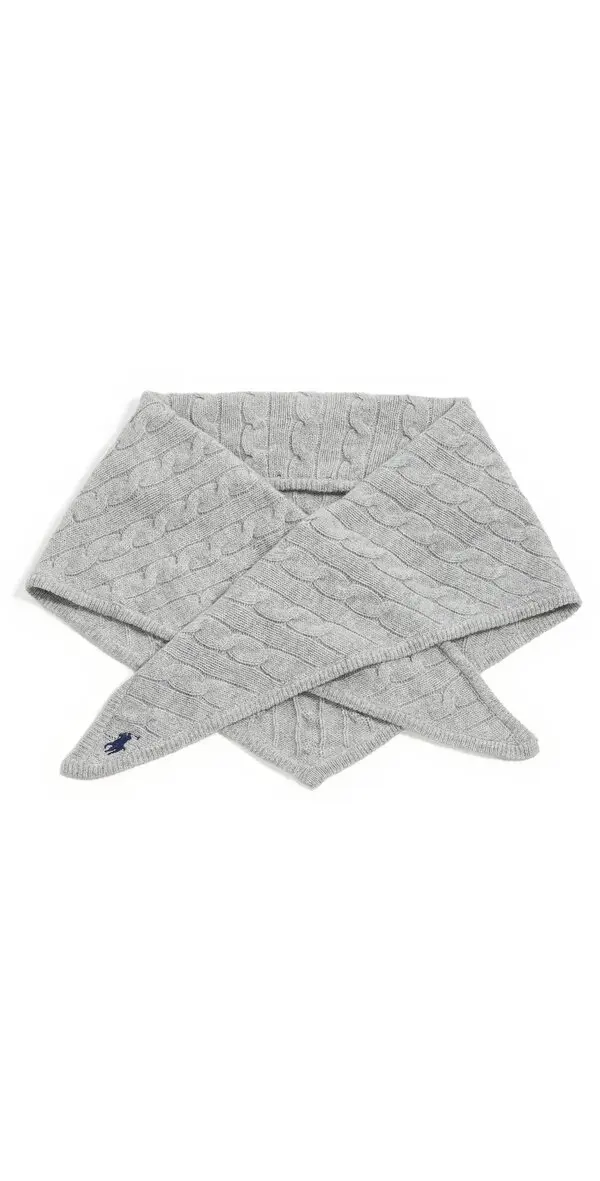 Polo Ralph Lauren Cable Triangle Scarf - Soft Grey