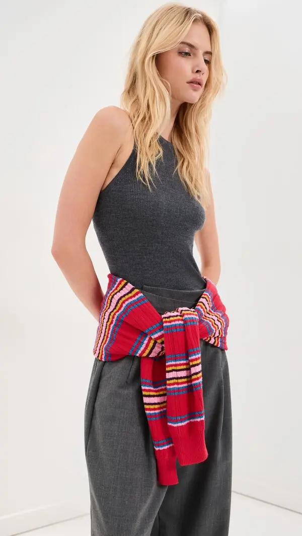 LE BOP Teller Convertible Shrug Cardigan - Red Stripe Multi