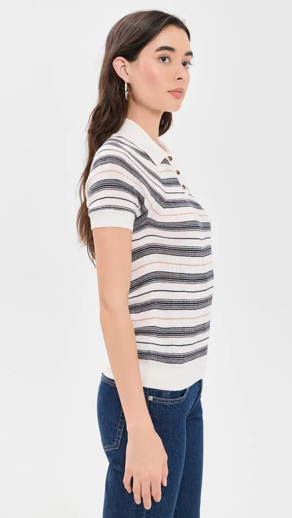 Rag & Bone Teresa Silk Blend Stripe Polo
