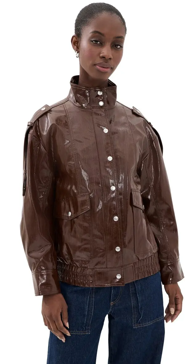 3.1 Phillip Lim Faux Textured Leather Bomber Jacket