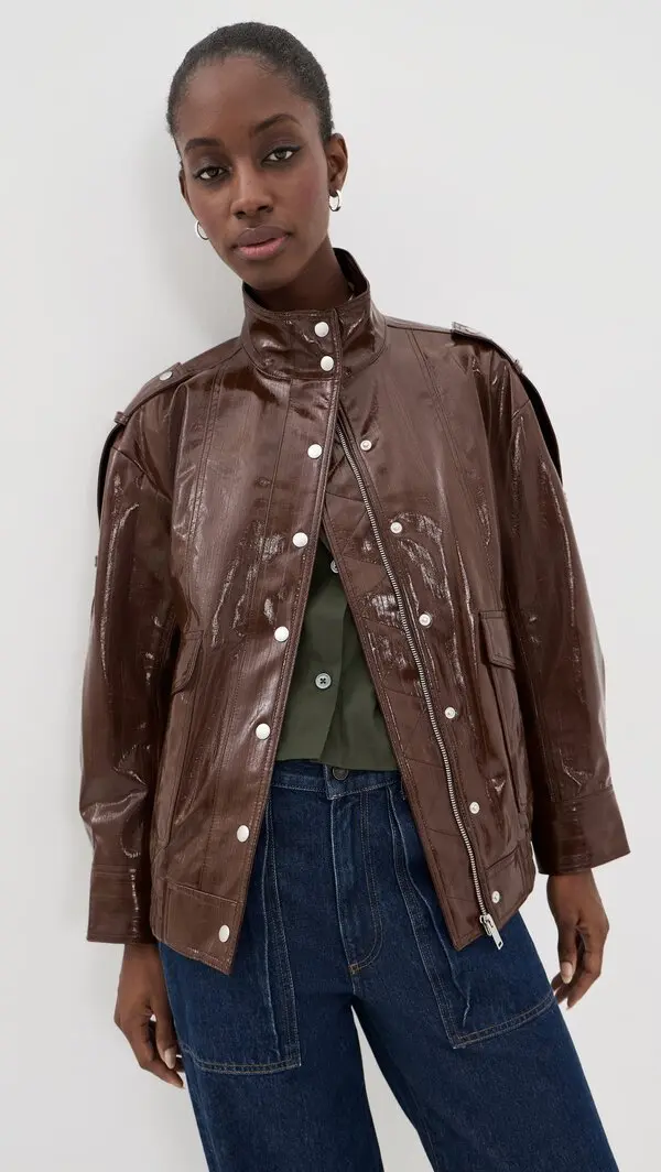 3.1 Phillip Lim Faux Textured Leather Bomber Jacket