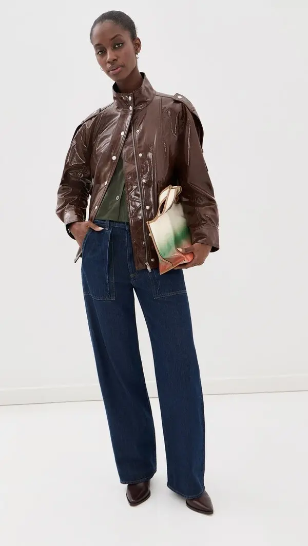 3.1 Phillip Lim Faux Textured Leather Bomber Jacket