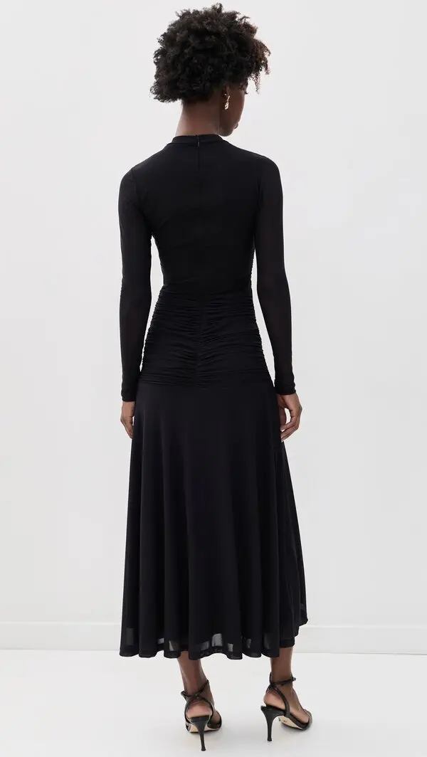 WAYF Selene Ruched Long Sleeve Dress