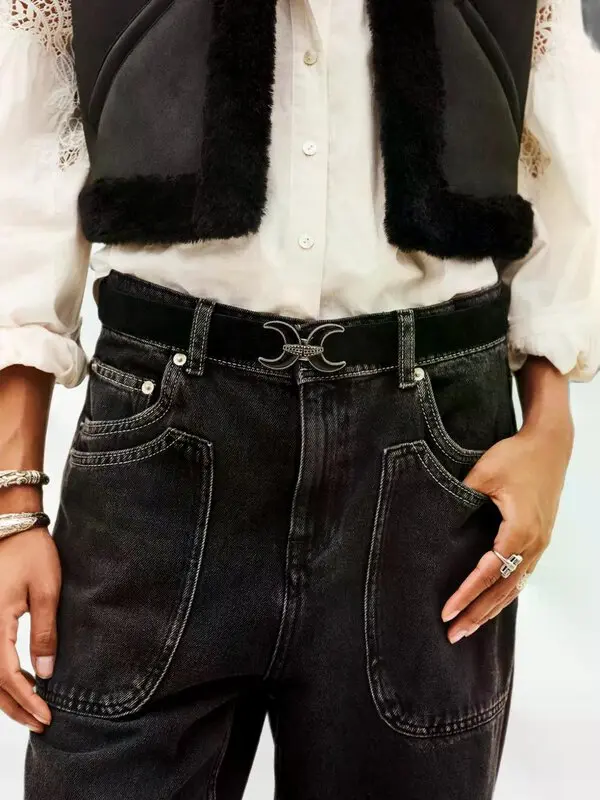 Ba&sh Bibi Moon-clasp Suede Belt