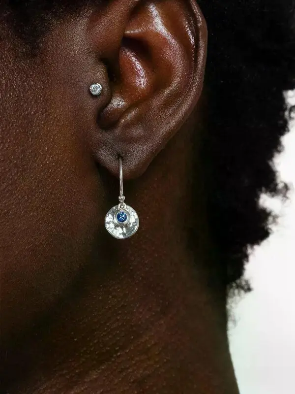 DOWER & HALL Hammered-finish Sapphire Earrings - Silver