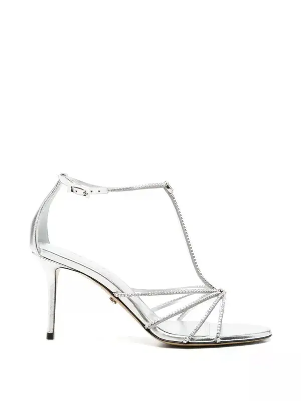 Mach & Mach Crystal-embellished T-bar Sandals - Silver