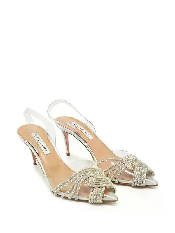 AQUAZZURA Gatsby Crystal-embellished Slingback Pumps - Silver