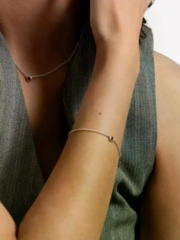 DOWER & HALL Dewdrop Ruby Chain Bracelet
