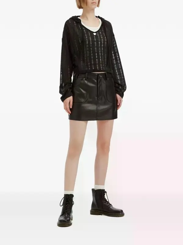 Izzue Layered-design Pointelle Hoodie