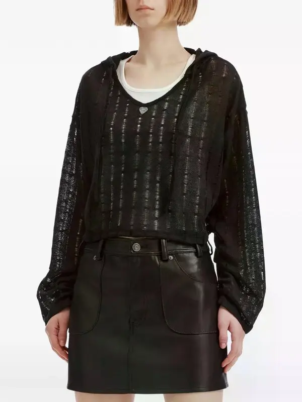 Izzue Layered-design Pointelle Hoodie