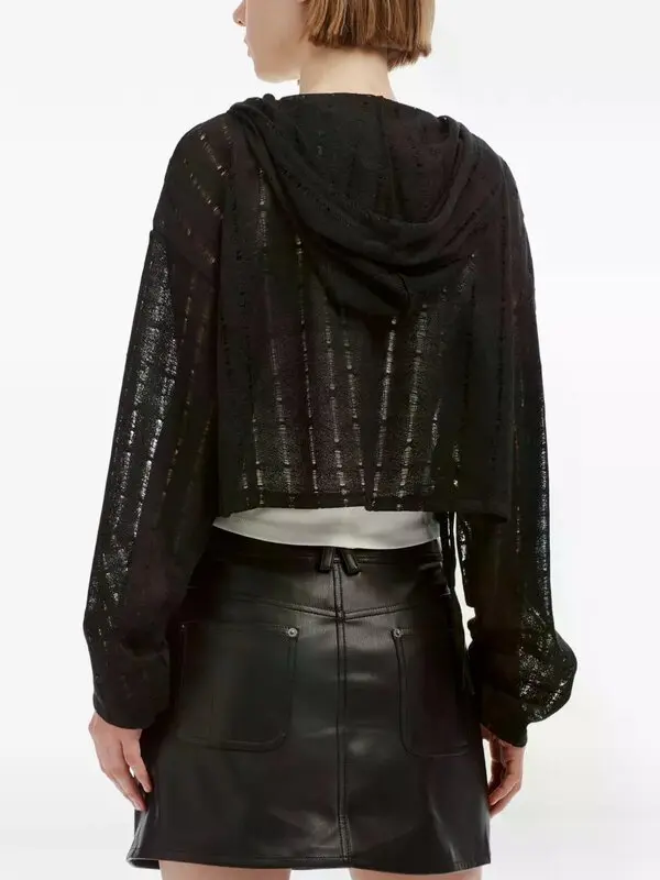 Izzue Layered-design Pointelle Hoodie