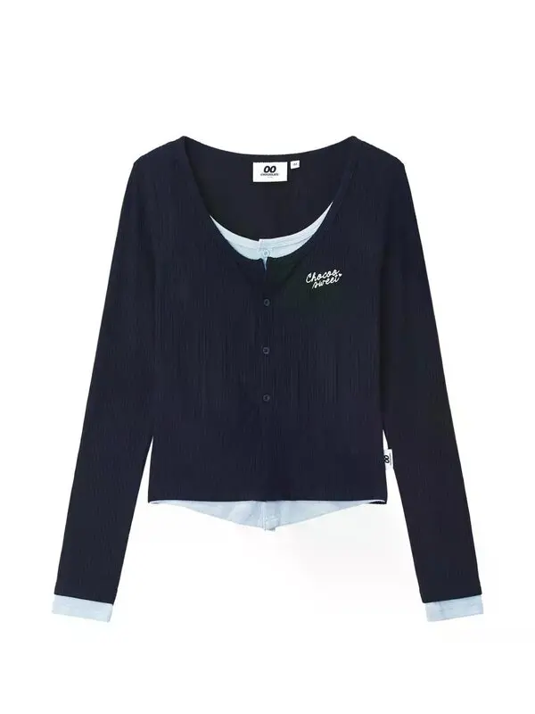 CHOCOOLATE Layered-effect Ribbed-knit Top