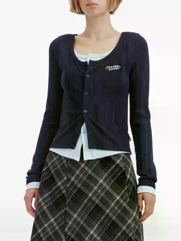 CHOCOOLATE Layered-effect Ribbed-knit Top
