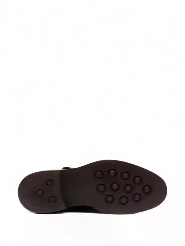 DOUCAL'S Double-buckle Leather Monk Shoes