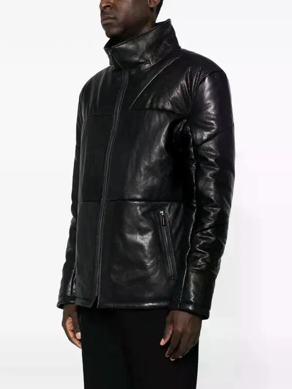 SERGIO MORETTI FIRENZE Quilted Leather Jacket - Blue