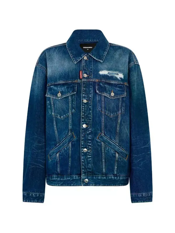 Dsquared2 Distressed Oversized Denim Trucker Jacket