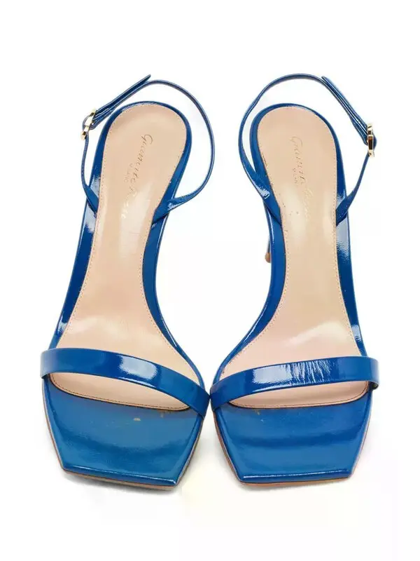 GIANVITO ROSSI Patent Ribbon Slingback Sandals - Blue