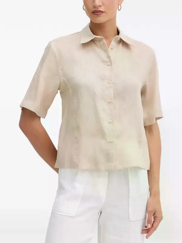 Sisley Short-sleeved Button-down Shirt - Neutrals