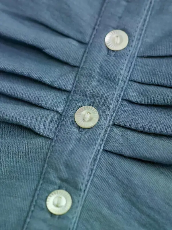 Ralph Lauren Button Ruched Top - Blue
