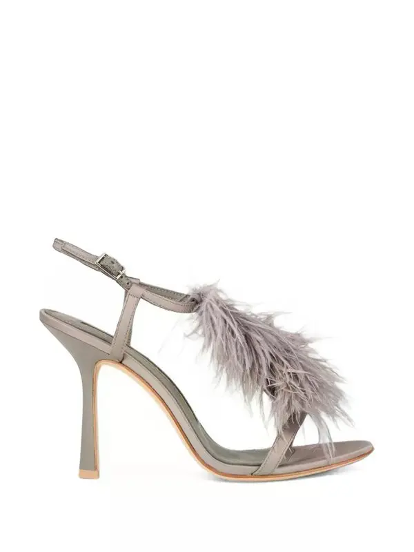 KAT MACONIE Faryal Feather-embellished Sandals - Grey