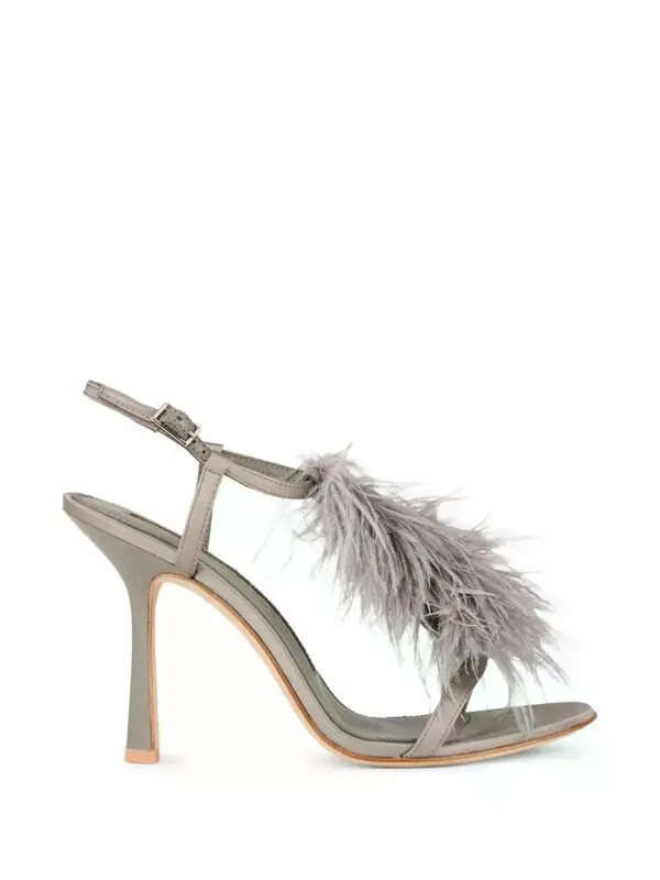 KAT MACONIE Feather-embellished Sandals - Grey