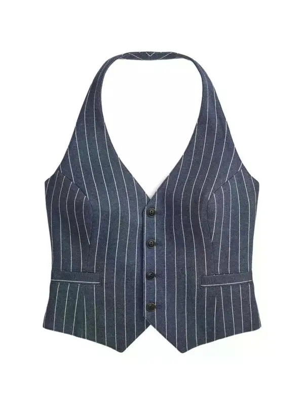 Ralph Lauren Pinstripe-pattern Halterneck Top - Blue