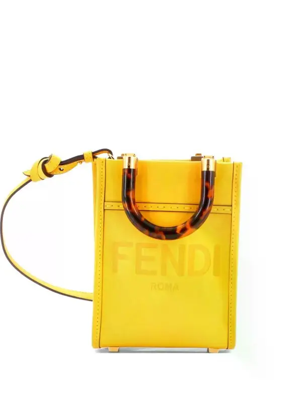 Fendi Leather Mini Shopper Tote Crossbody Bag - Yellow