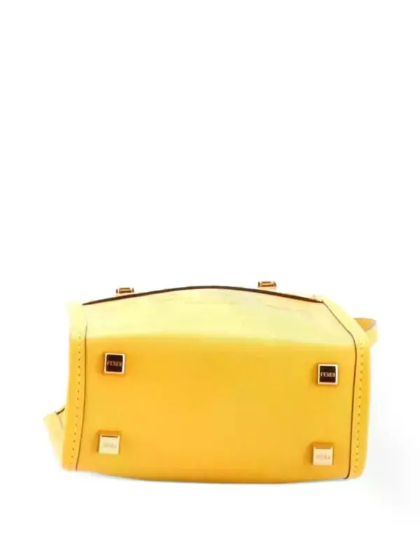 Fendi Leather Mini Shopper Tote Crossbody Bag - Yellow