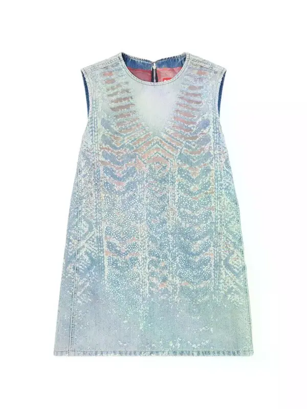 DIESEL® Mini Dress In Microstone Devoré Denim - Blue