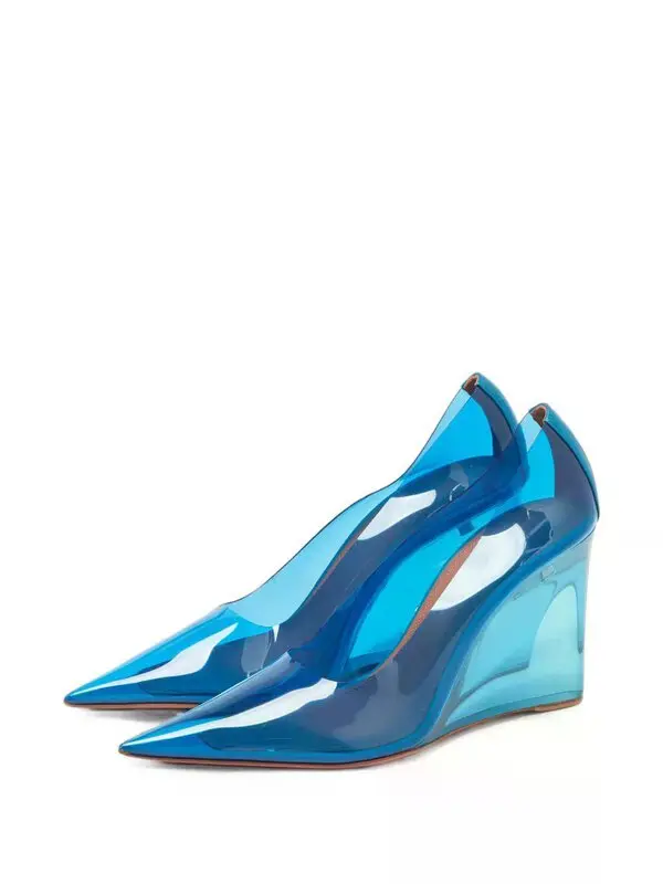 Amina Muaddi Ane Wedge Pumps - Blue