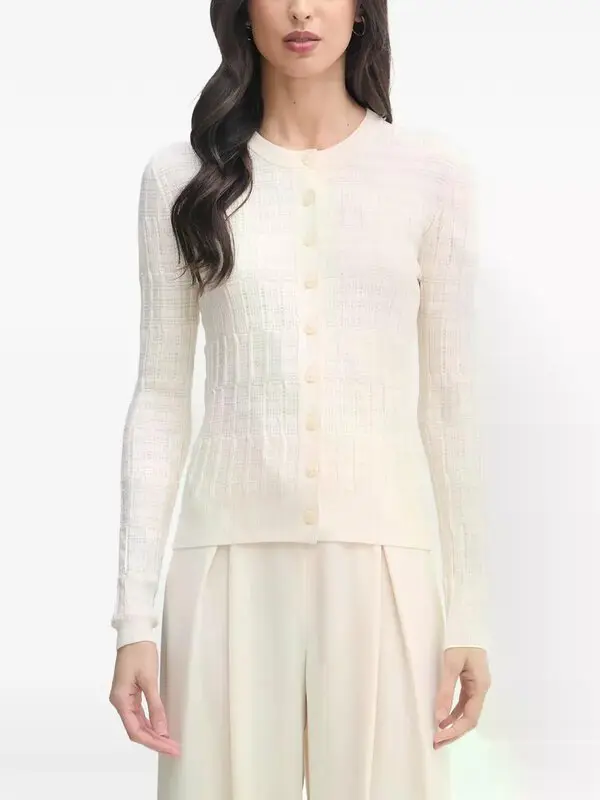 Sisley Textured-knit Button-up Cardigan - Neutrals