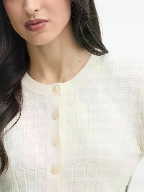 Sisley Textured-knit Button-up Cardigan
