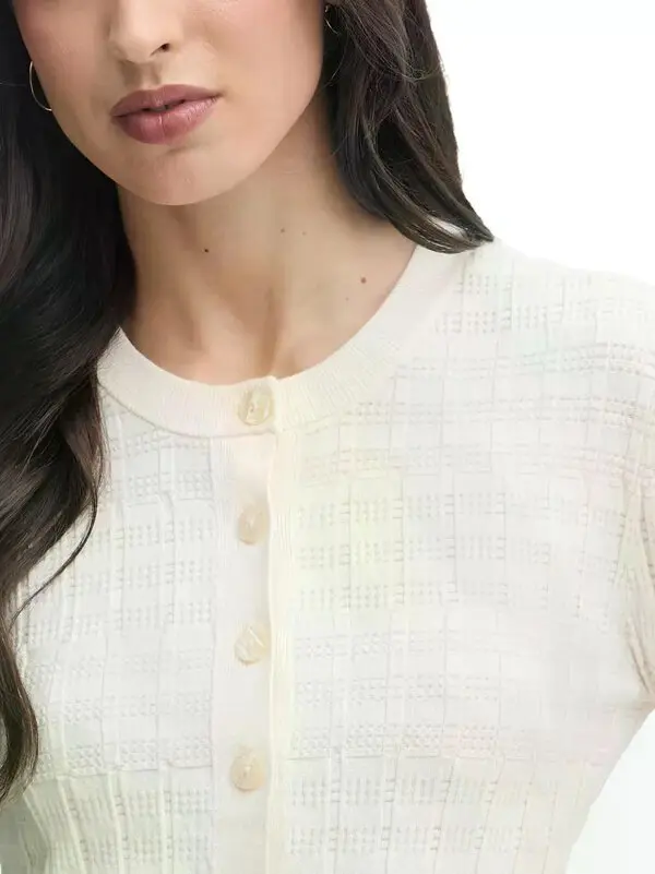 Sisley Textured-knit Button-up Cardigan