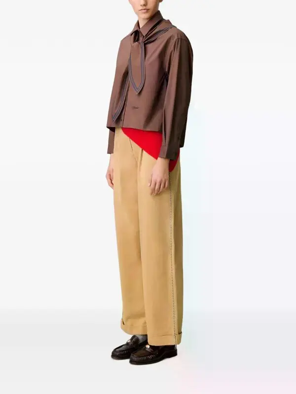 Claudie Pierlot Cropped Tie-detail Shirt - Brown